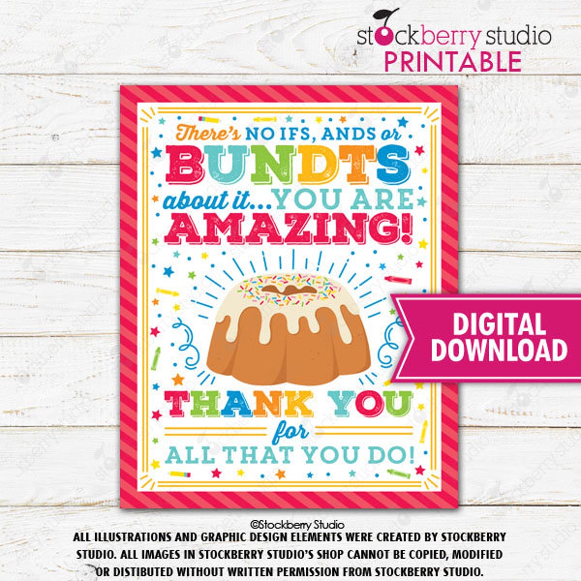 Teacher Bundt Cake Sign Printable Appreciation Week Decor School PTO ...