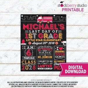 Last Day of Preschool Chalkboard Sign Printable Personalized Last Day ...