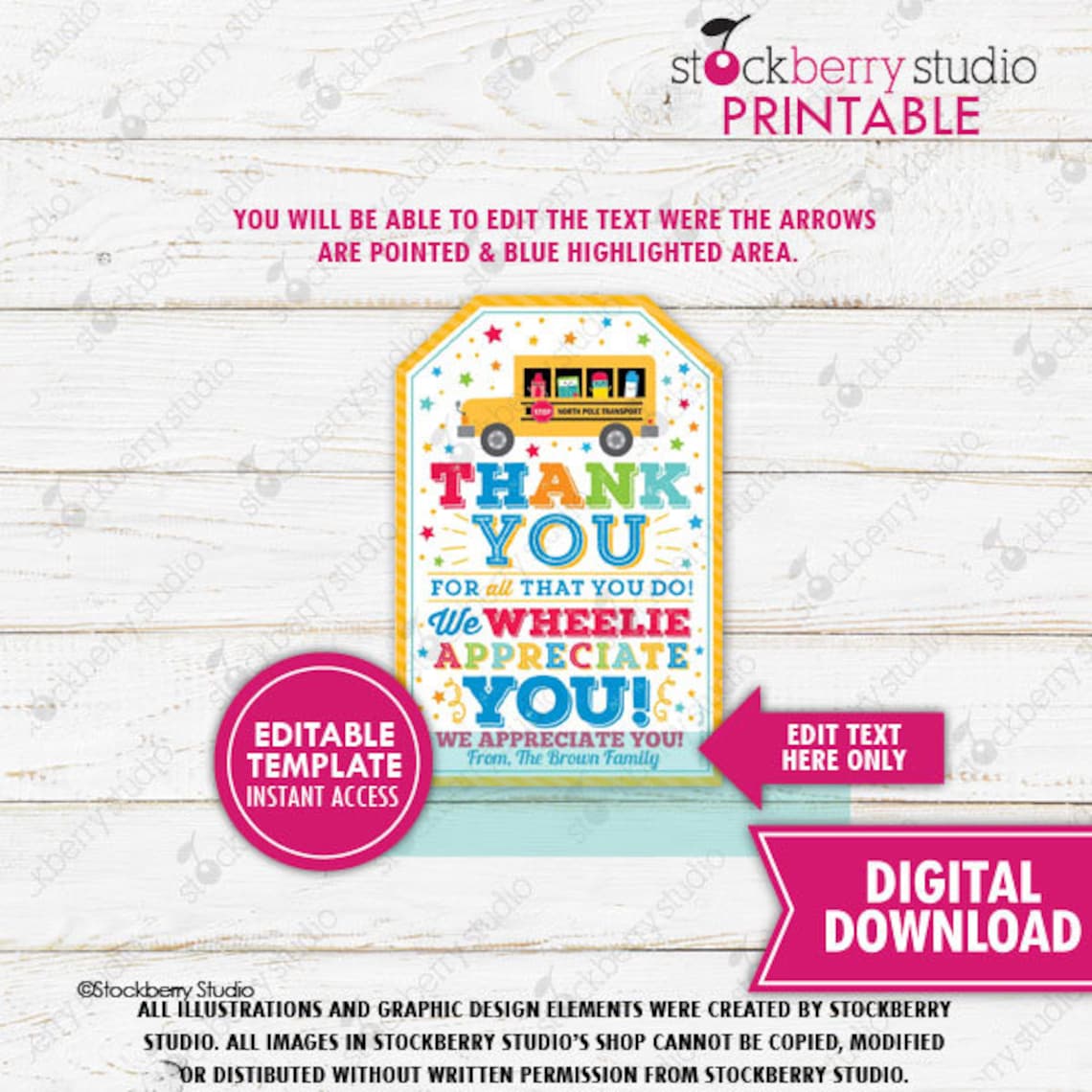 Bus Driver Appreciation Gift Tag School Bus Driver | Etsy