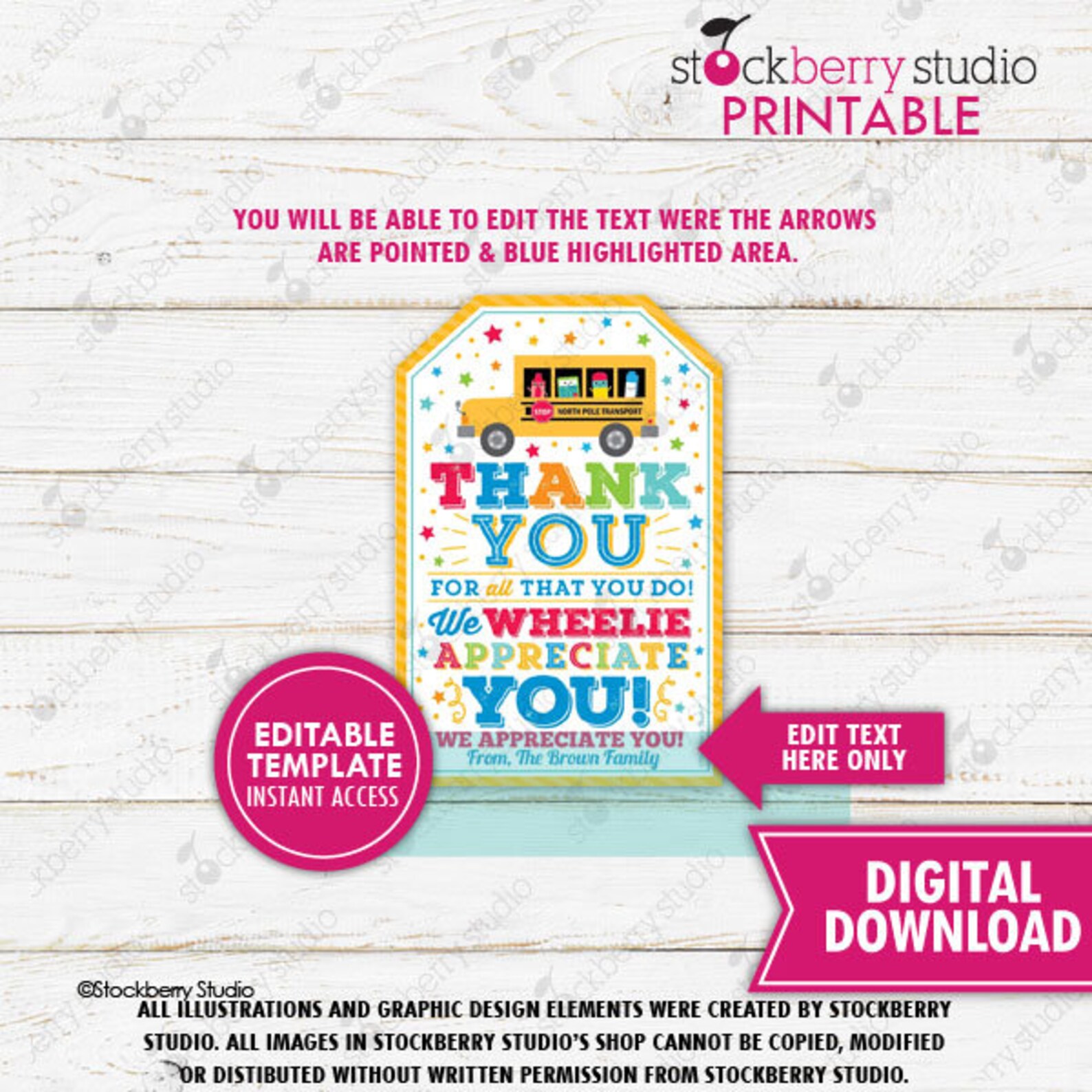 Bus Driver Appreciation Gift Tag School Bus Driver | Etsy