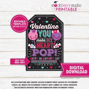 Valentine Lollipop Tag Valentine Lollipop Favor Tags You Make My Heart ...