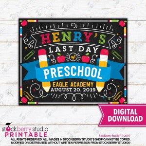 Chalkboard Last Day of School Sign Printable - Girl Last Day of School ...