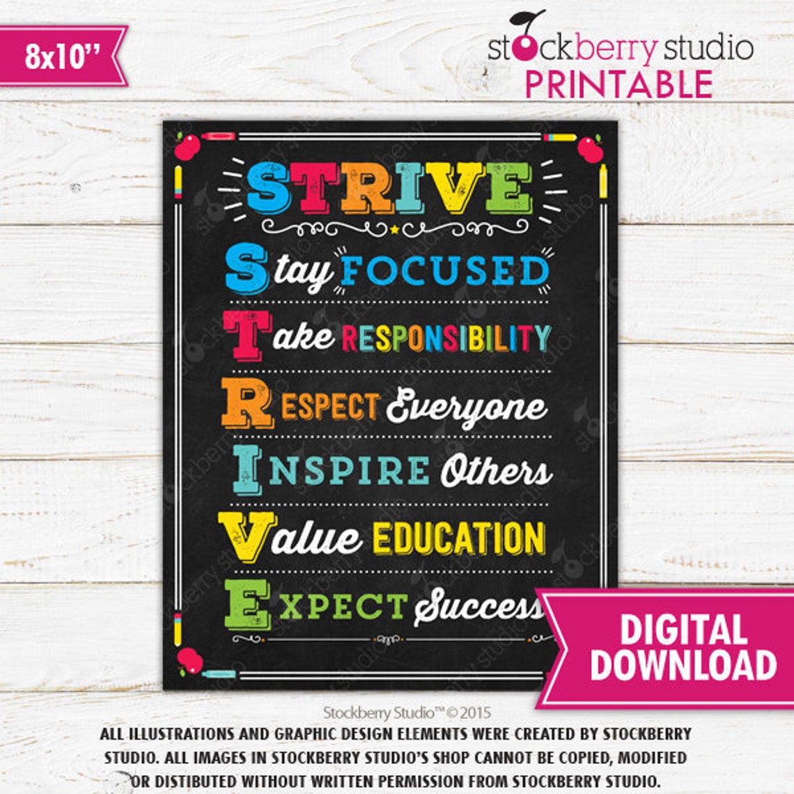 Strive Classroom Wall Art Positive Classroom Poster Growth - Etsy UK