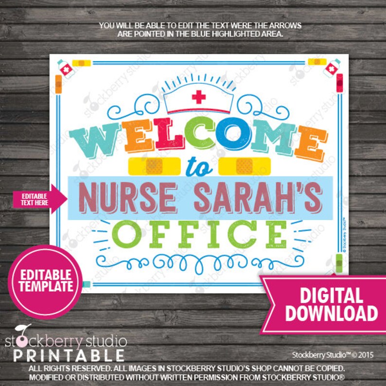 School Nurse Door Sign Printable Personalized Nurse Sign - Etsy
