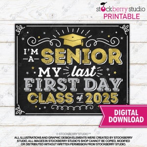 First Day of Senior Year Sign First Day of 12th Grade Sign Class of ...