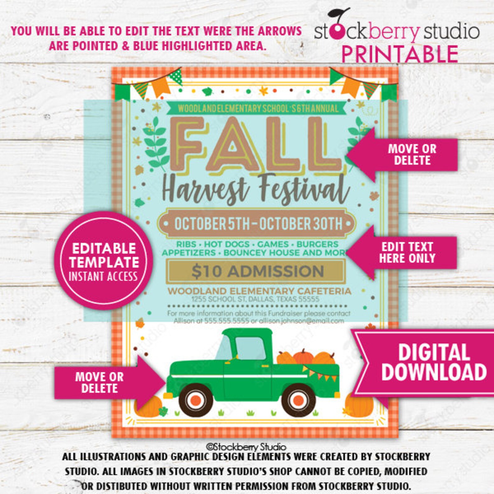 Fall Harvest Festival Fundraiser Flyer Printable Editable - Etsy
