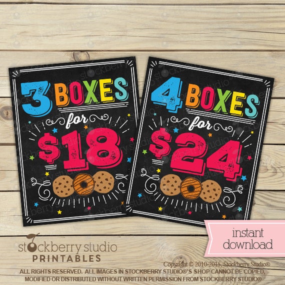 Cookie Booth Price Signs - Cookie Booth Sales Poster - Cookie Booth ...