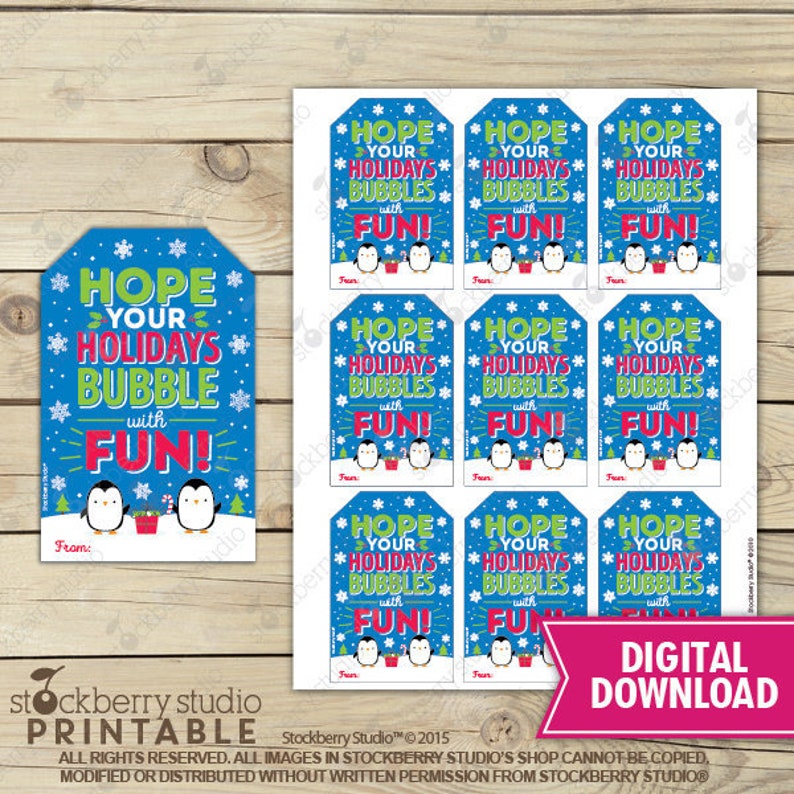 Christmas Bubble Favor Tags Printable Christmas Bubble Bath - Etsy