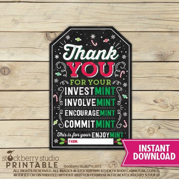 Christmas Mint Gift Tags Printable Christmas Staff Coworker | Etsy