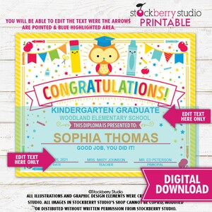 Graduation Certificate Graduate Diploma Printable Any Grade Last Day of ...