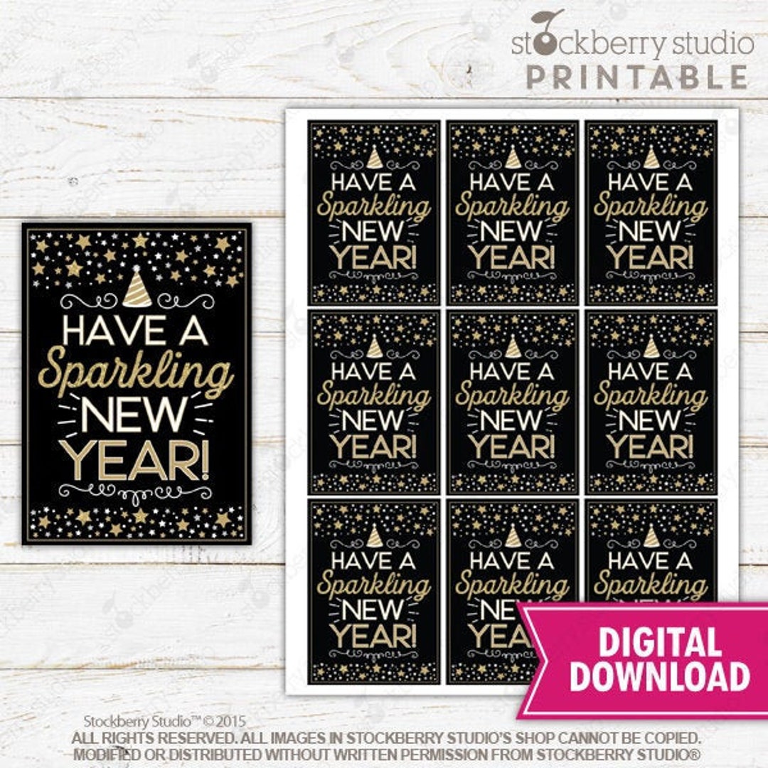 New Years Eve Sparkler Tags Printable New Year's Eve Decorations NYE ...