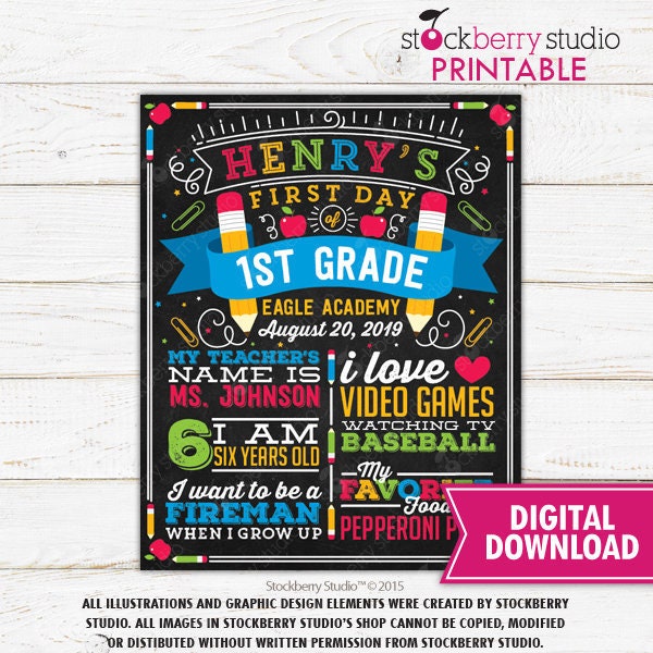 Back to School Sign First Day of School Sign Printable 1st Day | Etsy