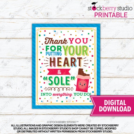 Sneaker Thank You Sign Printable Teacher Appreciation Decorations Boss ...