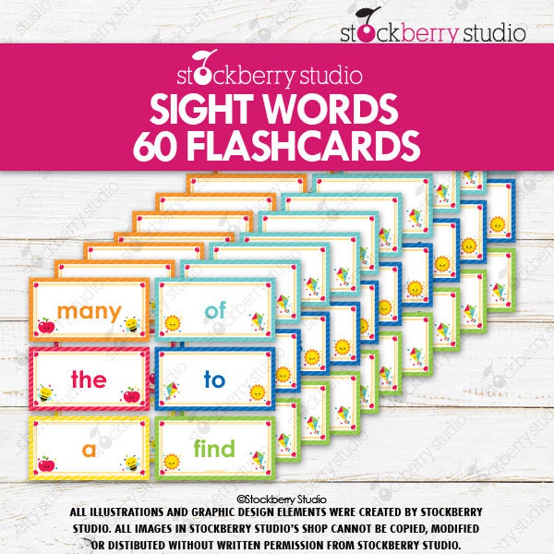 Sight Words Flashcards Kindergarten Homeschool Printable Pre Etsy