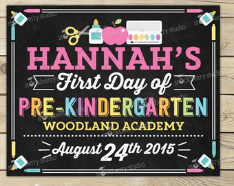 Girl First Day of School Sign Printable Personalized Back to - Etsy