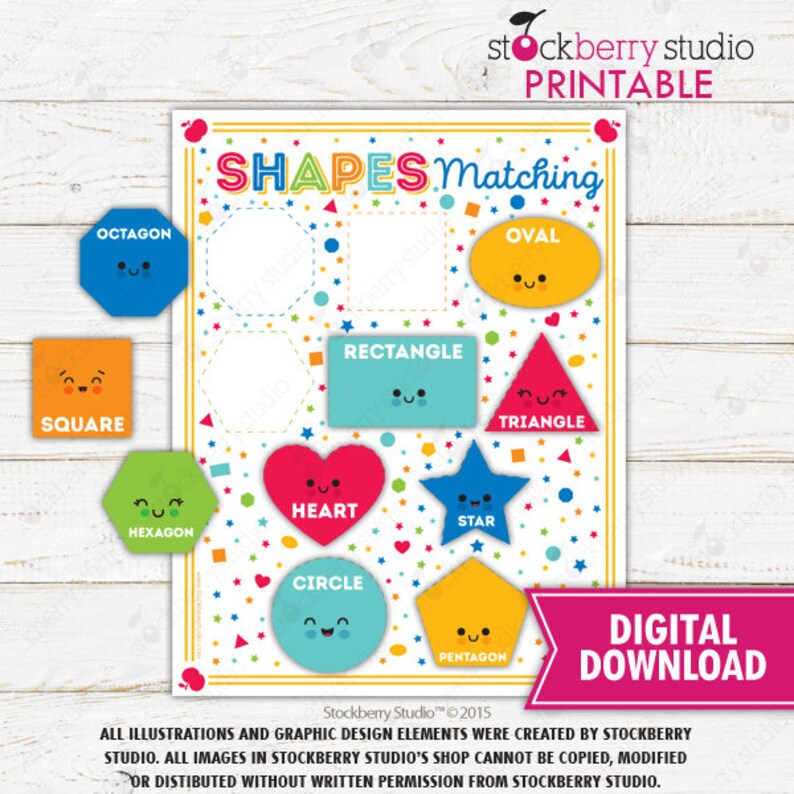 Shape Matching Game Learning Shapes Printable Homeschool - Etsy