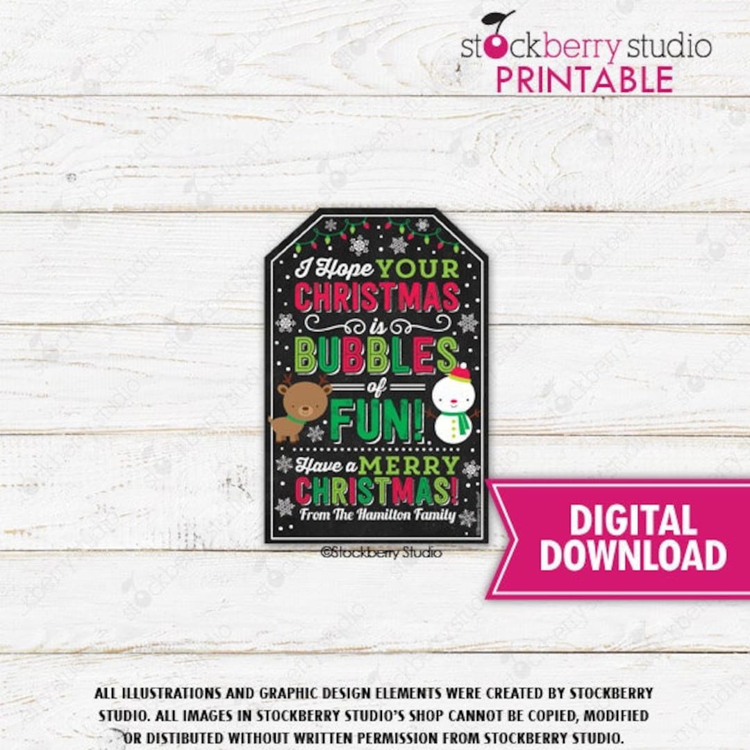 Christmas Gift Tags Bubbles of Fun Holiday Non Candy Kids Classroom ...