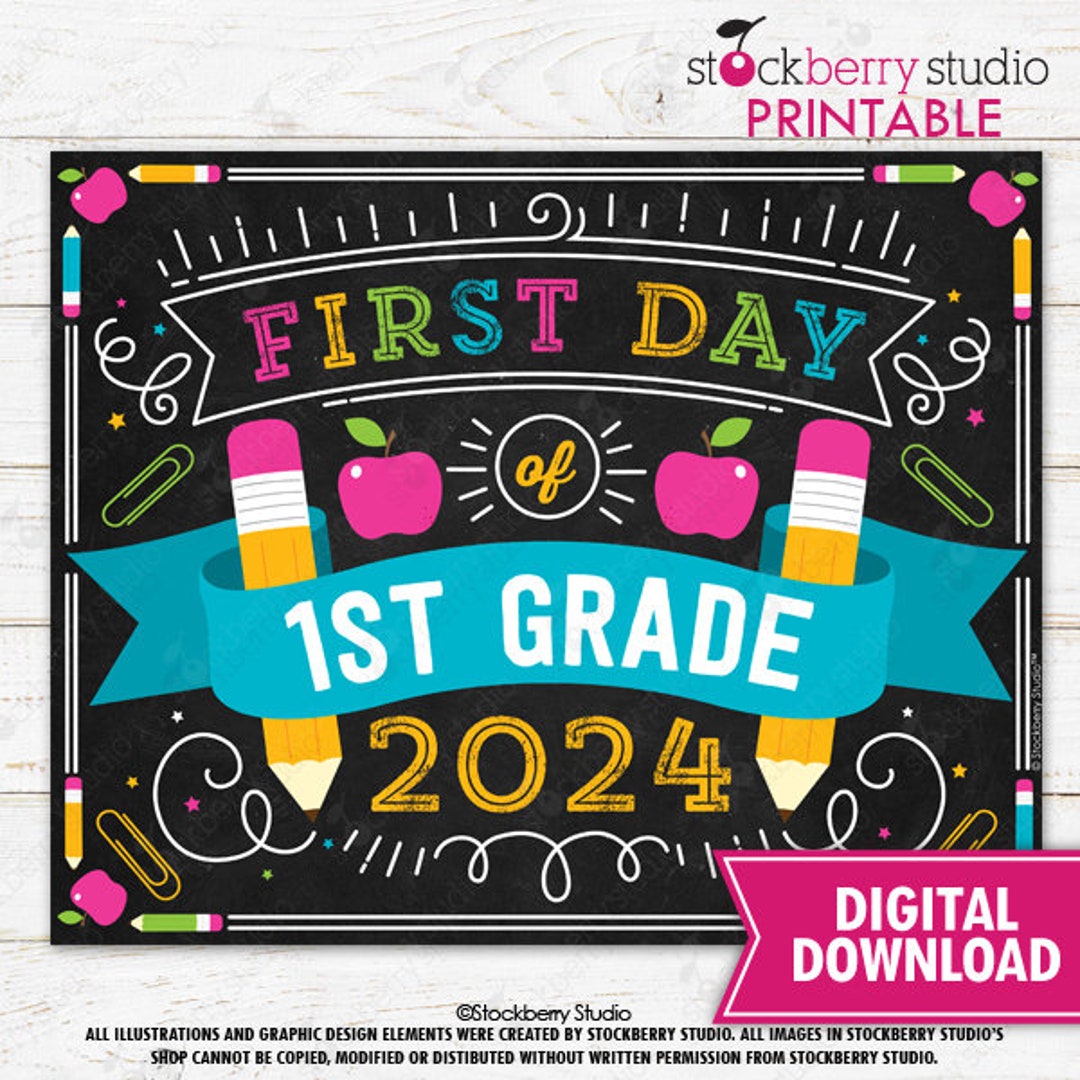 Girl First Day of 1st Grade Printable Instant Download Sign Printable ...