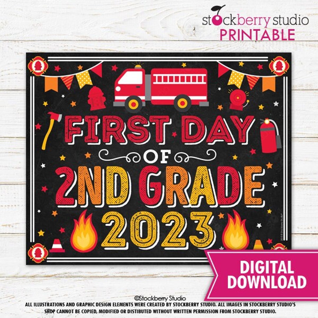 Firetruck First Day of 2nd Grade Sign Fire Truck First Day of - Etsy