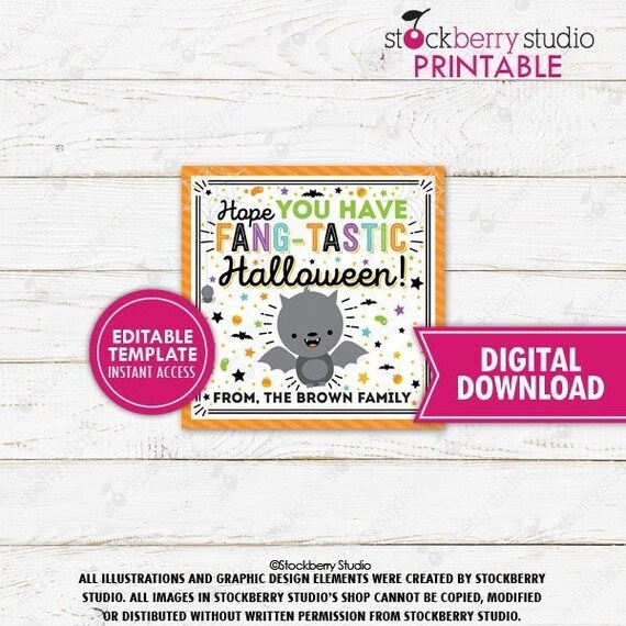 Fang-tastic Halloween Gift Tag Printable Vampire Fang Trick or | Etsy