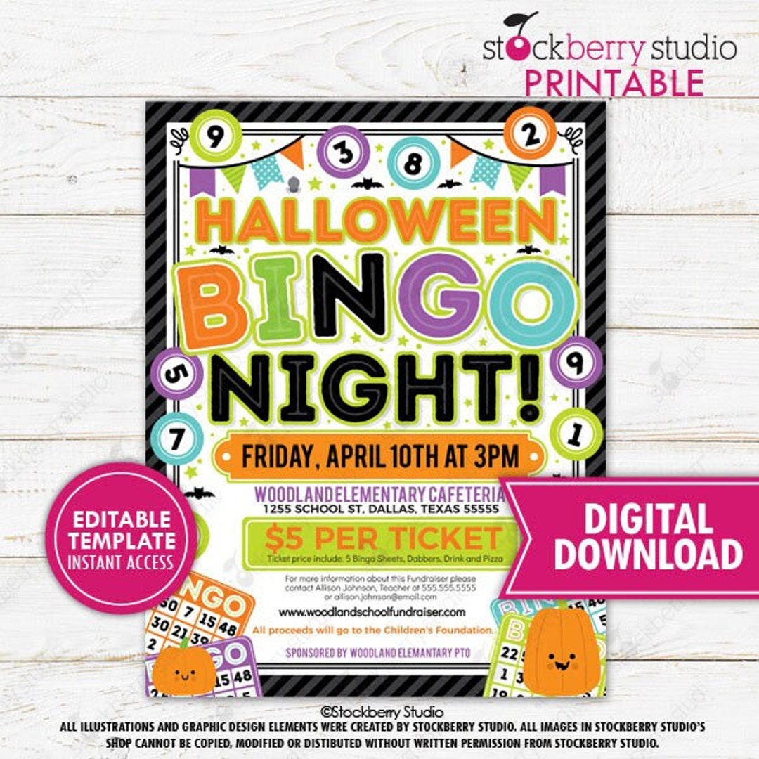 Halloween Bingo Night Flyer Fundraiser Community Event Invitation ...