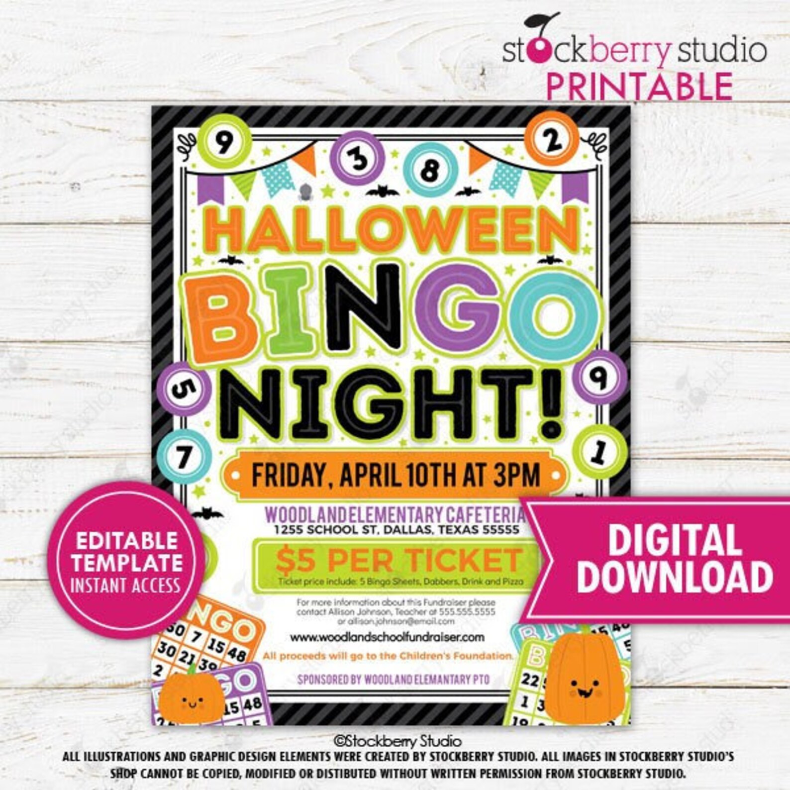 Halloween Bingo Night Flyer Fundraiser Community Event Invitation ...