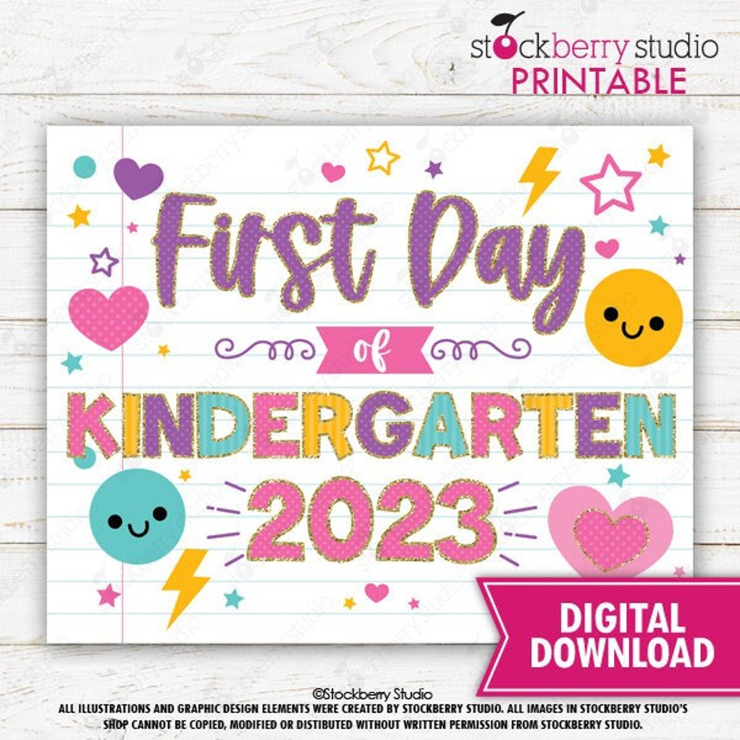 First Day of Kindergarten Sign Girl First Day of School - Etsy