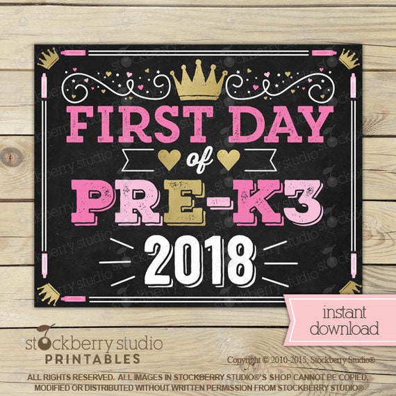 Items similar to Princess First Day of Pre-K3 Sign - 1st Day of School ...