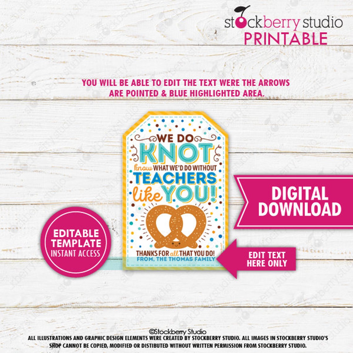Pretzel Teacher Gift Tag We Do Knot Know What We'd Do Without You ...
