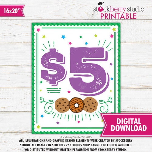 Cookie Booth Pricing Sign Price Sign Cookie Booth Sales Poster - Etsy