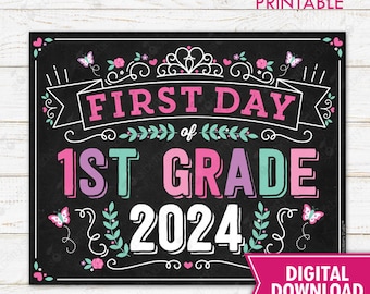 Princess First Day of 1st Grade Sign Instant Download Print Yourself ...