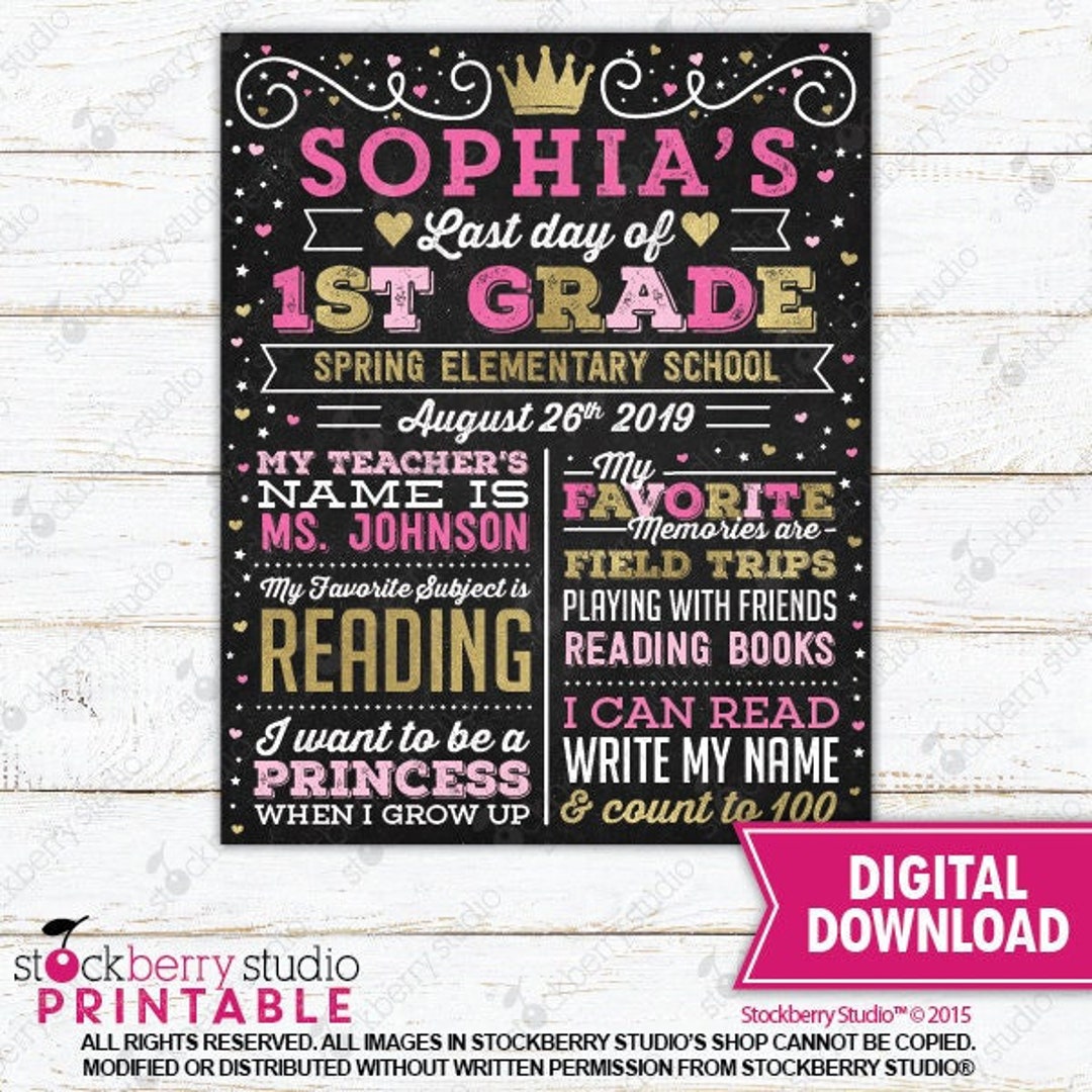 Last Day of Pre-kindergarten Chalkboard Printable Last Day of Preschool ...