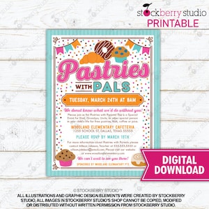 Pastries With Parents Invitation PTA Breakfast School Fundraiser Flyer ...