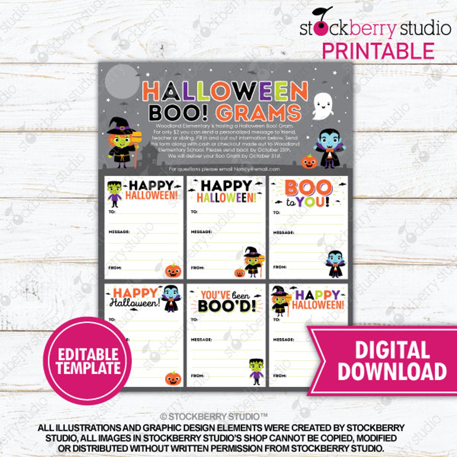 Halloween Candy Gram Flyer Halloween Boo Gram Form Fall Trunk - Etsy