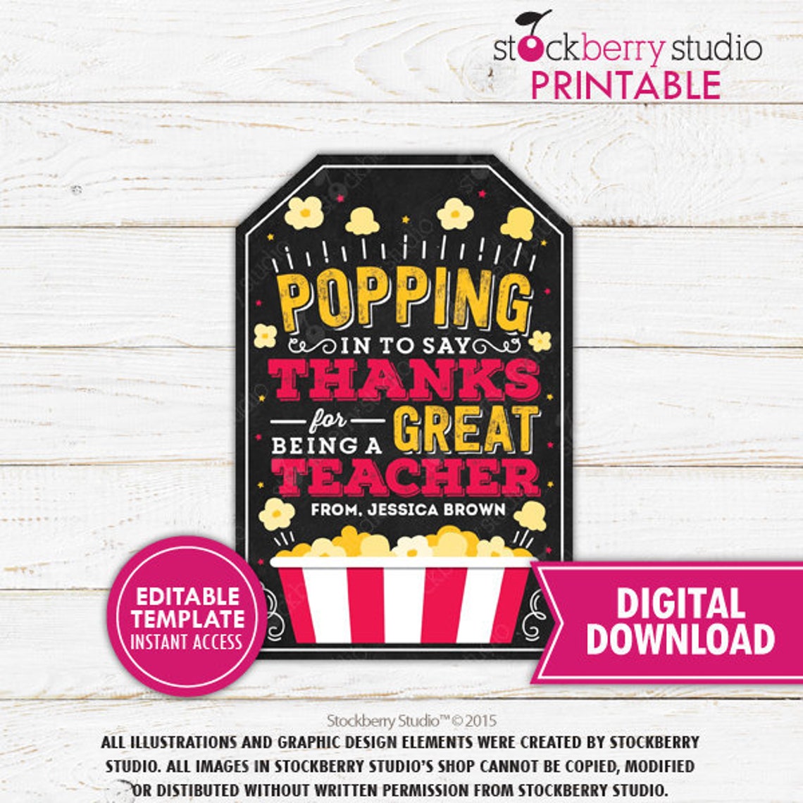 Popcorn Thank You Tags - Teacher Appreciation Week Gift - Teacher ...