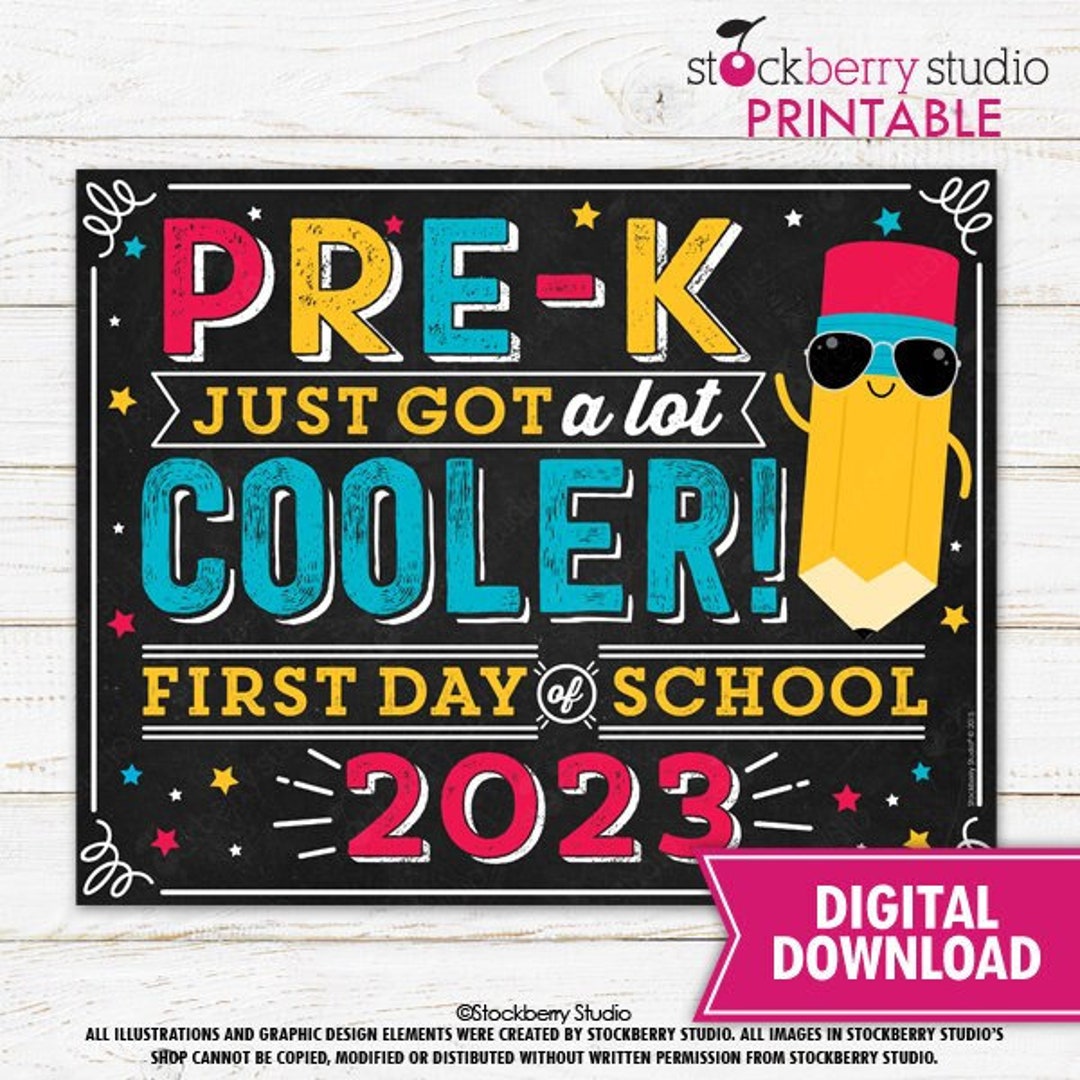 First Day of Pre-k Sign Printable Just Got Cooler Boy 1st Day - Etsy