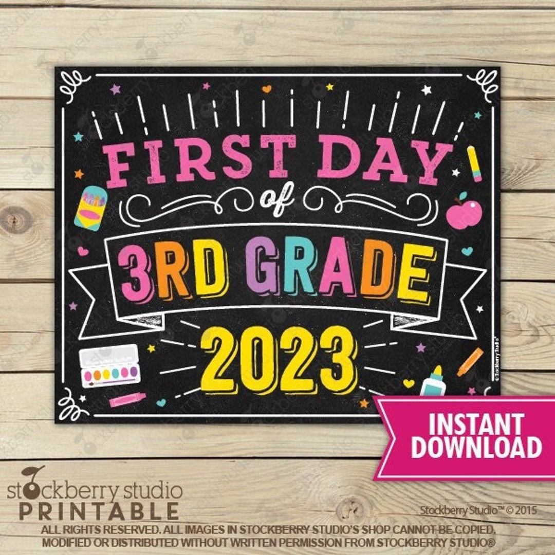 Girl First Day of 3rd Grade Sign Girl Back to School 1st Day - Etsy