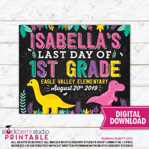 Chalkboard Last Day of School Sign Printable - Girl Last Day of School ...