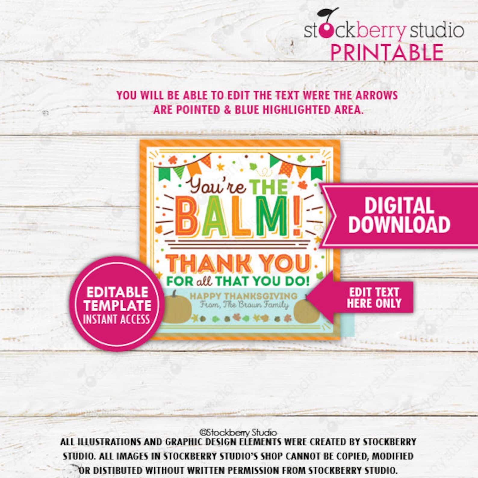 Fall Lip Balm Gift Tag You're the Balm Thank You Printable - Etsy