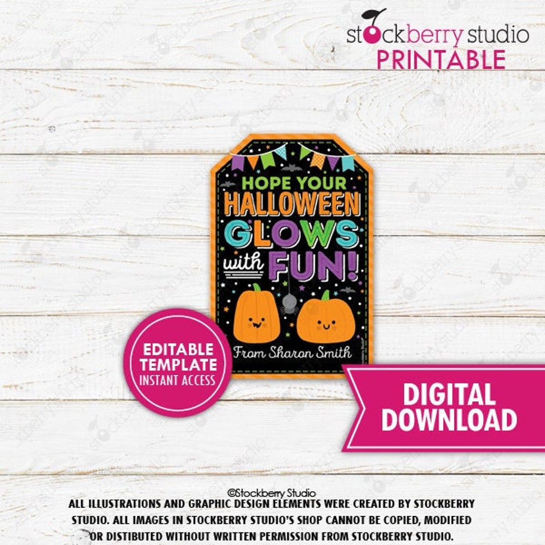 Halloween Glow Stick Gift Tag Glows With Fun Light Bracelet Kids ...