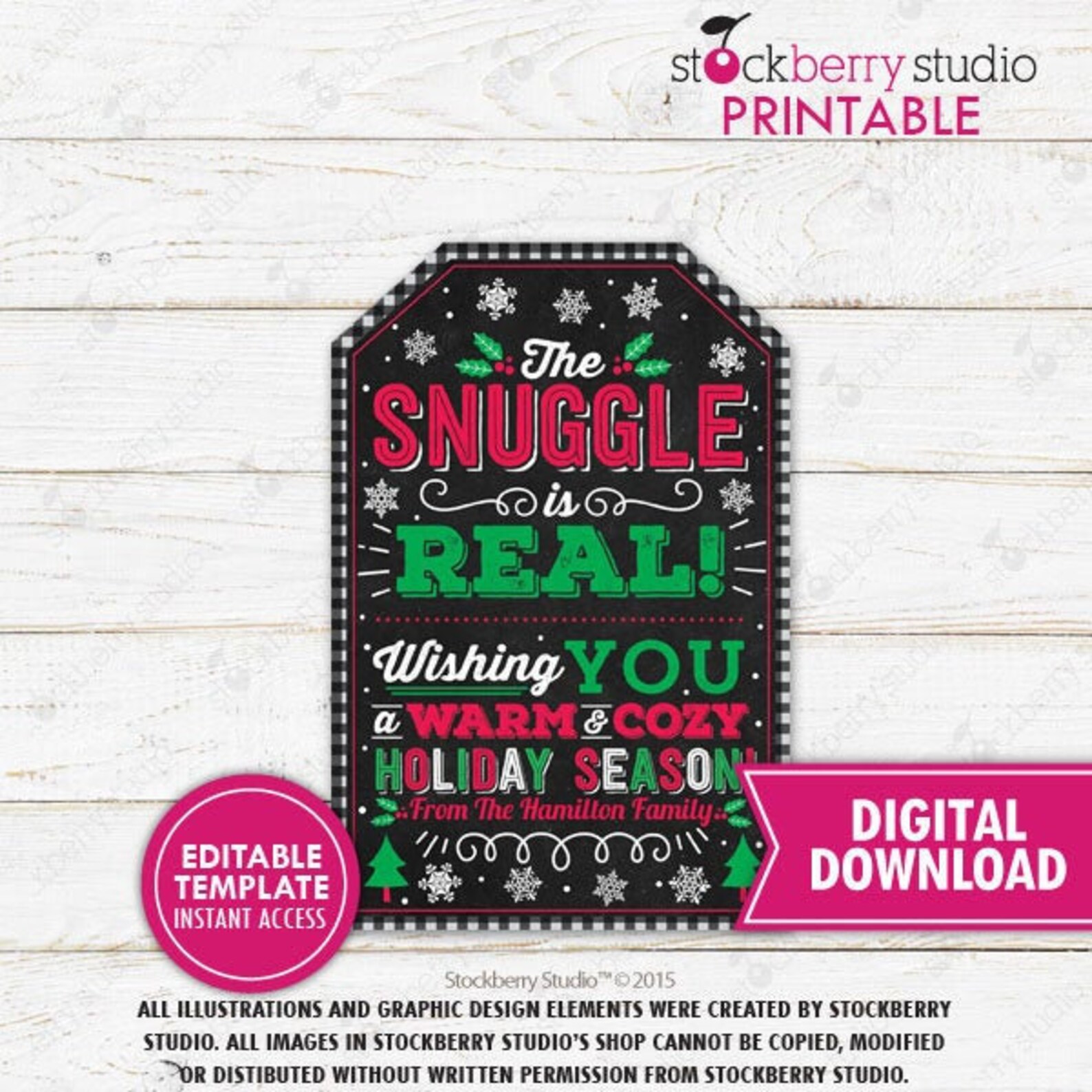 The Snuggle is Real Christmas Gift Tags Printable Secret Santa - Etsy