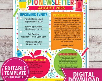 Printable/editable PTO PTA Recruitment Flyer, Pto/pta Parent Newsletter ...