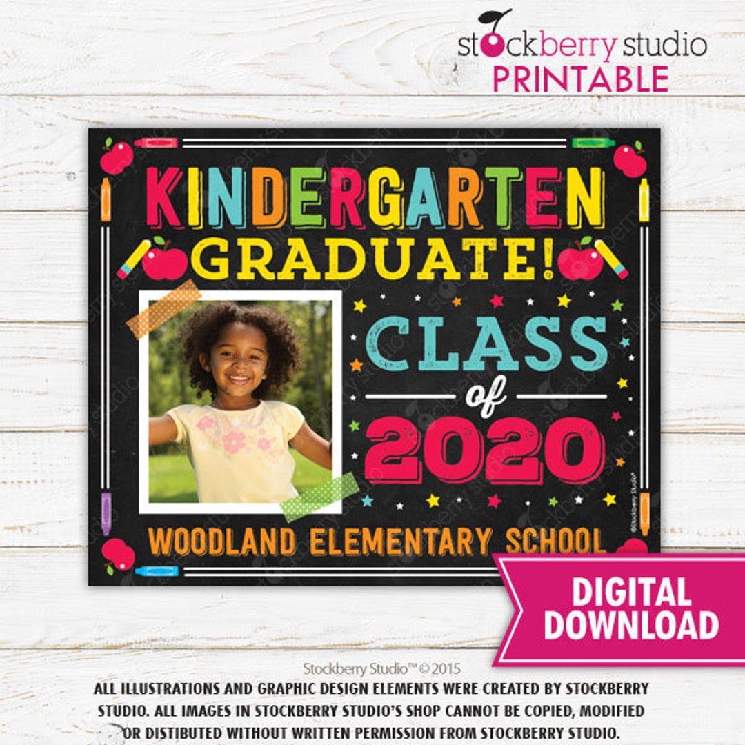 Kindergarten Graduation Photo Yard Sign Printable Class of 2025 ...