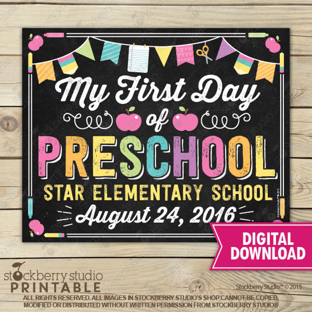 Preschool Sign Personalized Back to School First Day of School ...