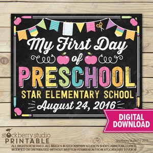 Preschool Sign Personalized Back to School First Day of School ...