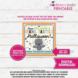 Fang-tastic Halloween Gift Tag Printable Vampire Fang Trick or Treat ...