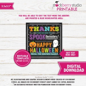 Halloween Gift Tag Candy Treat Teacher Thanks for Being Spooktacular ...