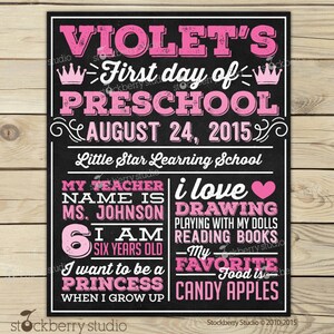 Girl 1st Day of School Sign - Last Day of School Chalkboard First Day ...