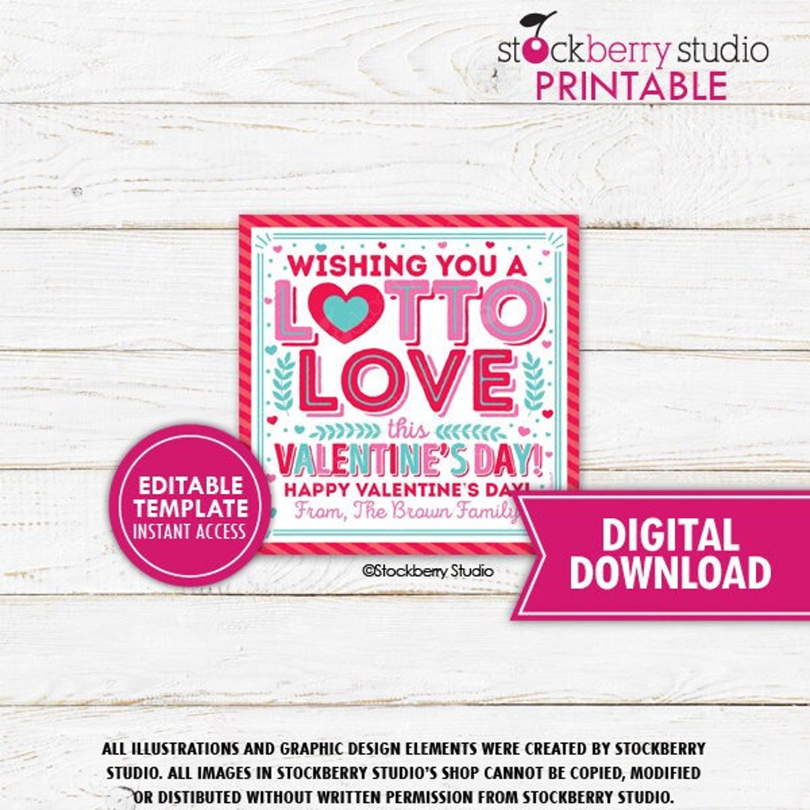 Valentine's Day Lottery Gift Tag Wishing You a Lotto Love Valentines ...