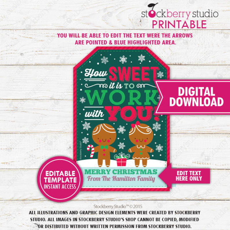 Christmas Coworker Gift Tags How Sweet It is to Work With You - Etsy